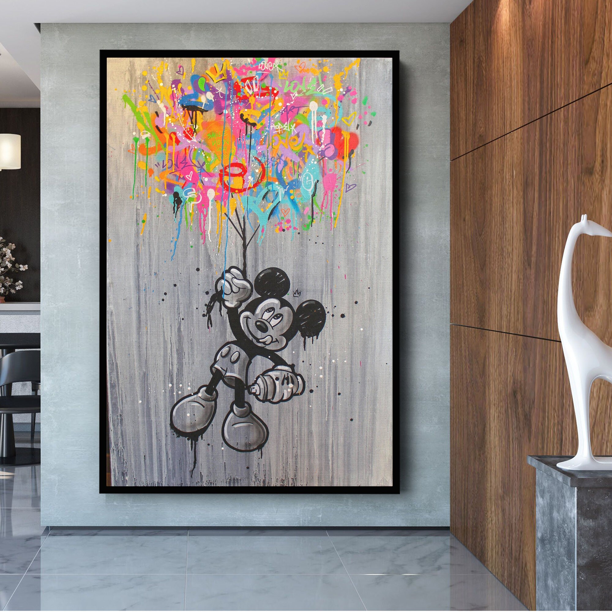 Banksy Abstract Mickey Mouse Canvas Print Art Banksy Poster - Etsy