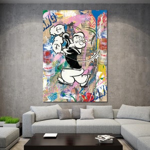 Banksy Old Popeye Graffiti Pop Art Canvas, Banksy Style Pop Art, Popeye ...