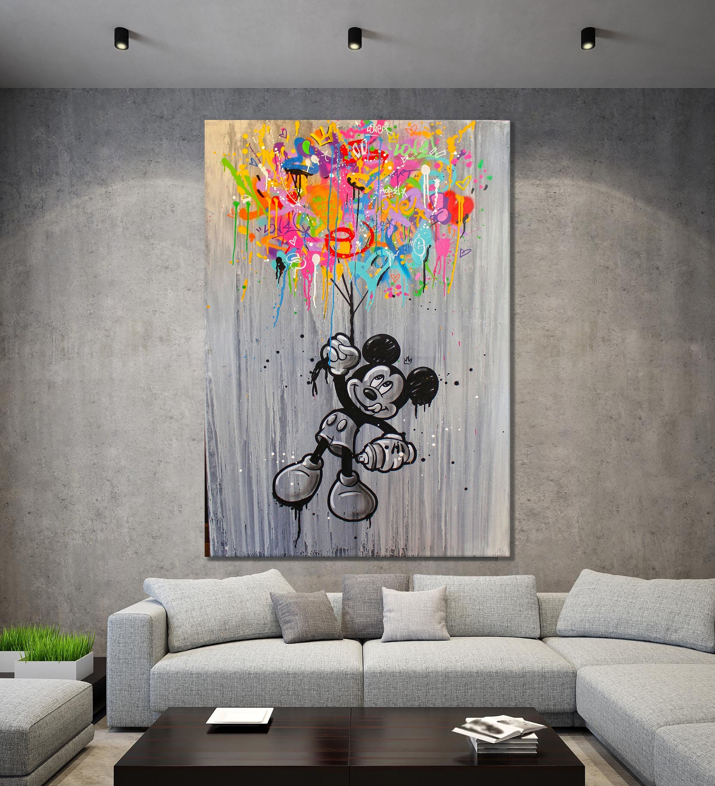 Banksy Abstract Mickey Mouse Canvas Print Art, Banksy Poster, Mickey ...