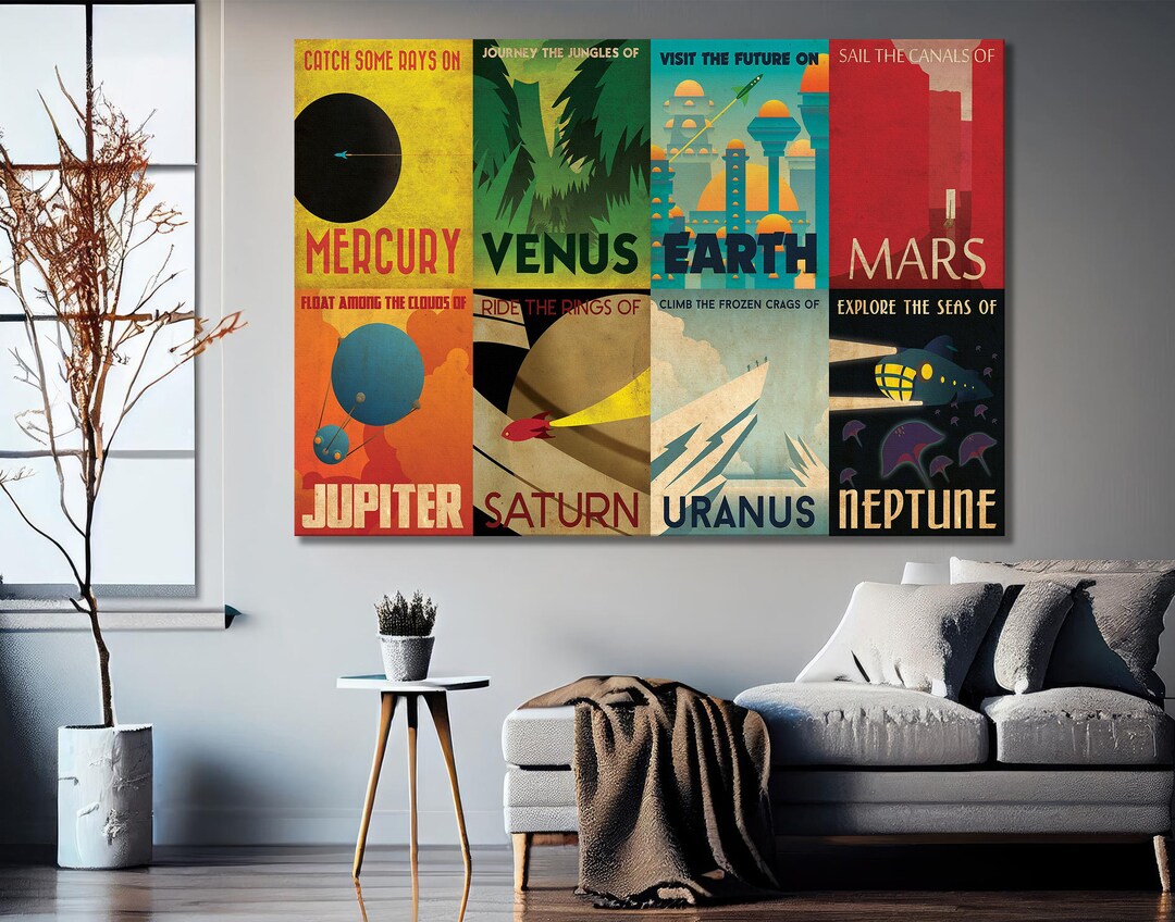NASA Space Travel Style Retro Vintage Canvas Print, Nasa Framed Canvas ...
