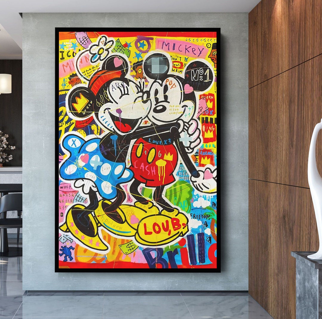 Mickey and Minnie Mouse Graffiti Pop Art Canvas Print - Mickey Mouse ...