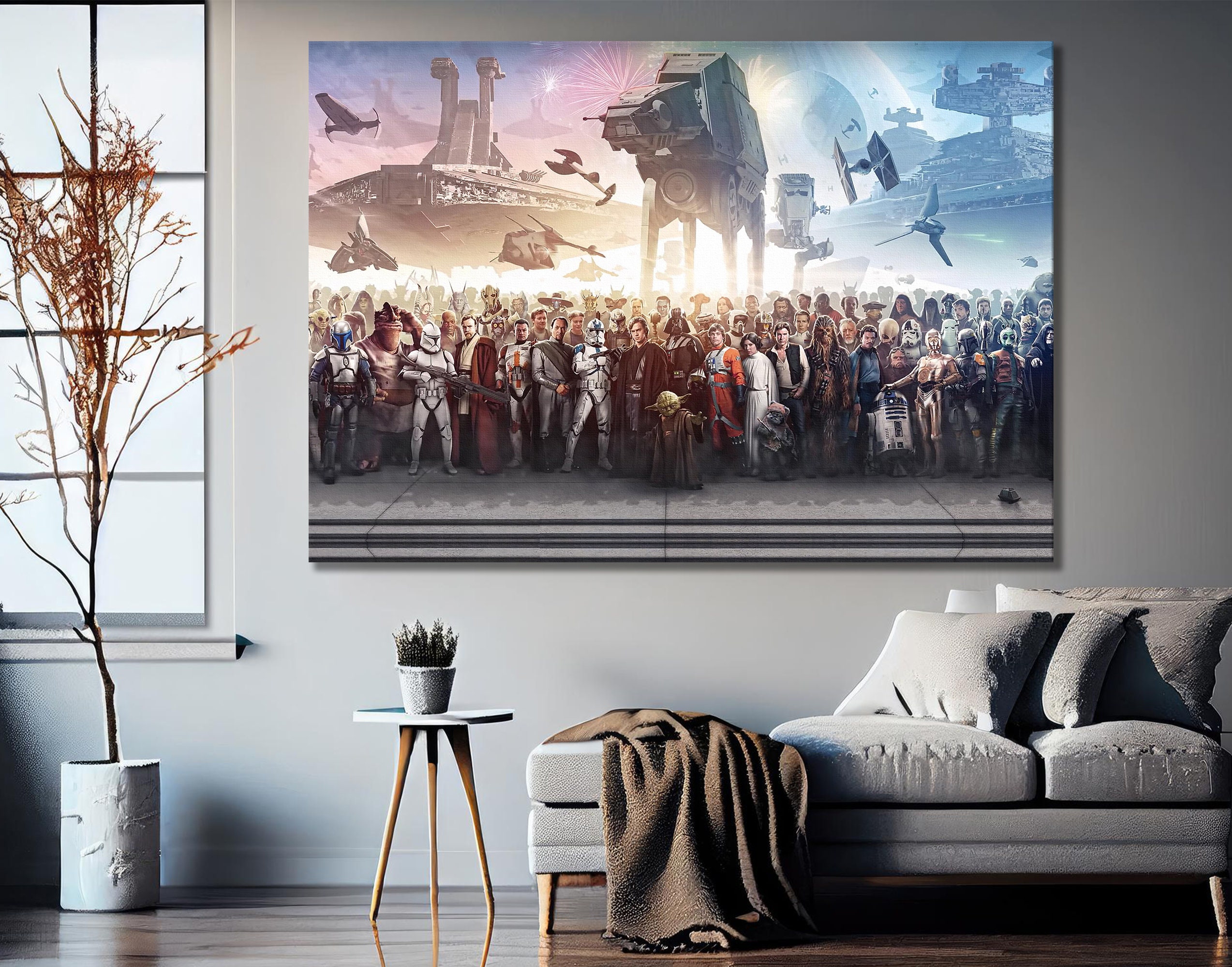 Star Wars Panorama Canvas Print | 20'' X 60'', Starwars All Characters ...