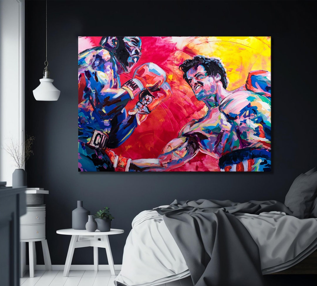 Rocky Balboa Vs Clubber Lang Boxing Match, Leroy Neiman Art, Colorful ...