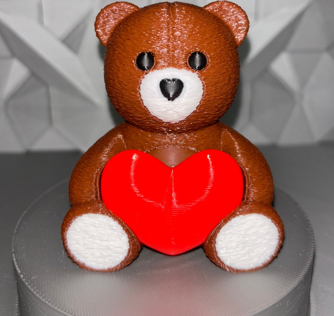 Cute 3D Printed Teddy Bear With Heart - Etsy