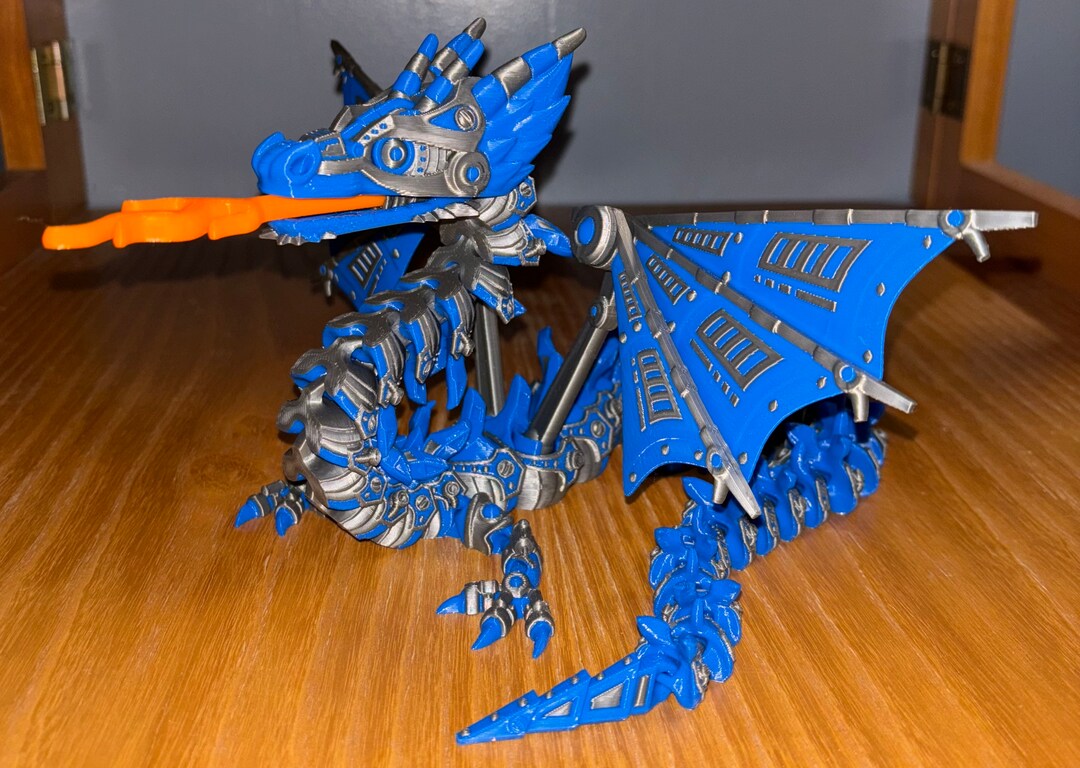 3D Printed Articulating Winged Mech Dragon - Etsy