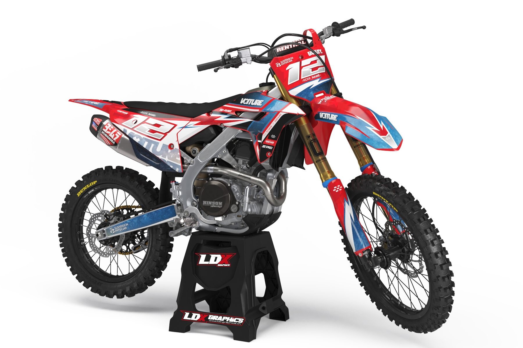 Honda Motocross Graphics Kit, Decals | LITE for CR CRF 125-501cc. High ...