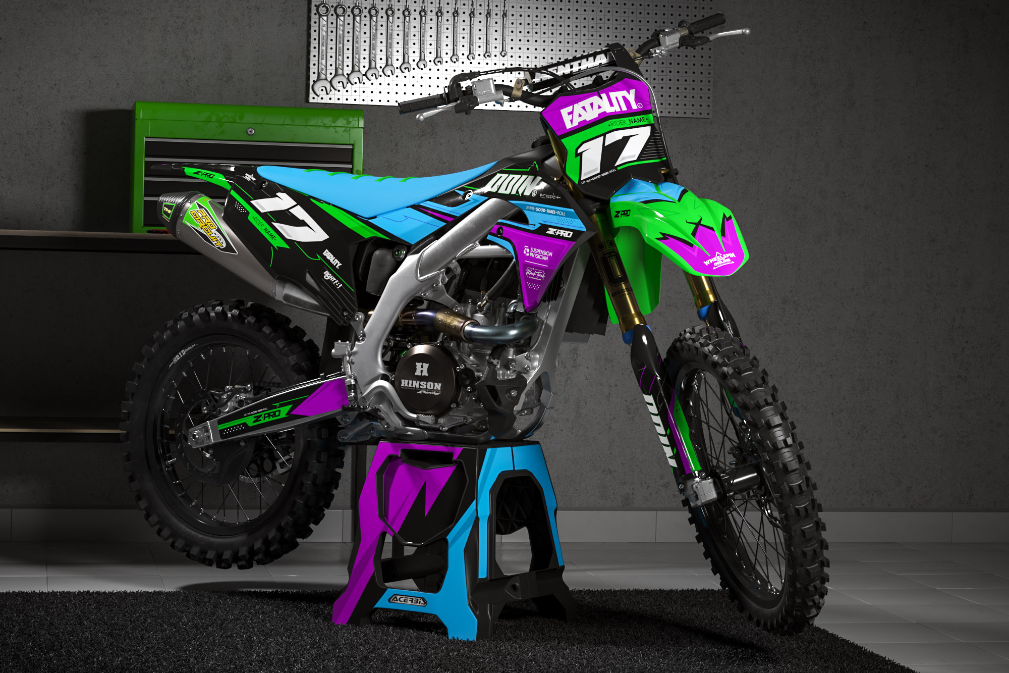 KAWASAKI Motocross Graphics Kit, Decals | Fatality for KX KXF 85 125 250 450. High Quality ...