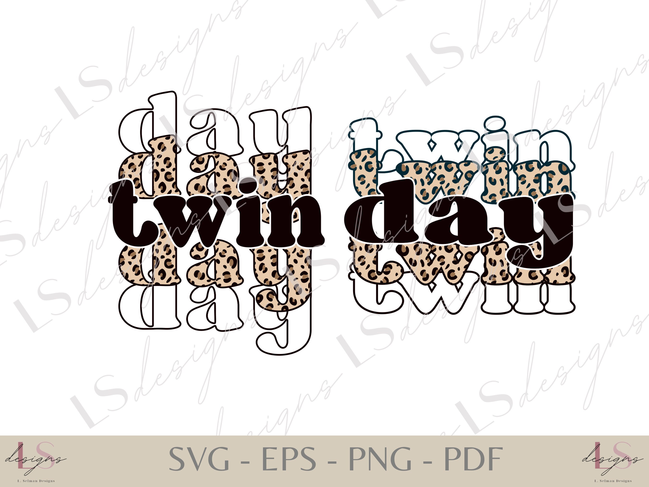 Retro Twin Day Shirt SVG: Stacked Design (digital Download) - Etsy