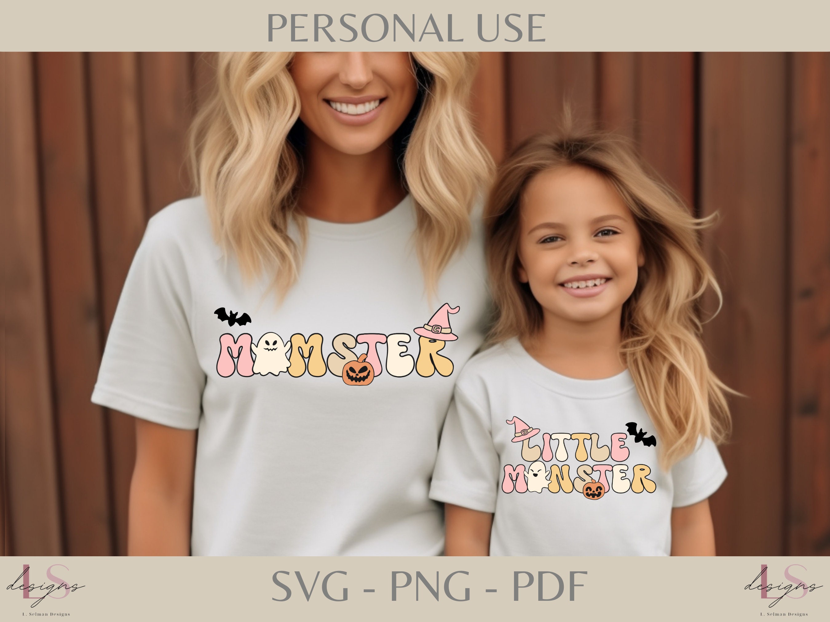 Retro Momster & Little Monster SVG: Halloween Matching Shirt Designs ...