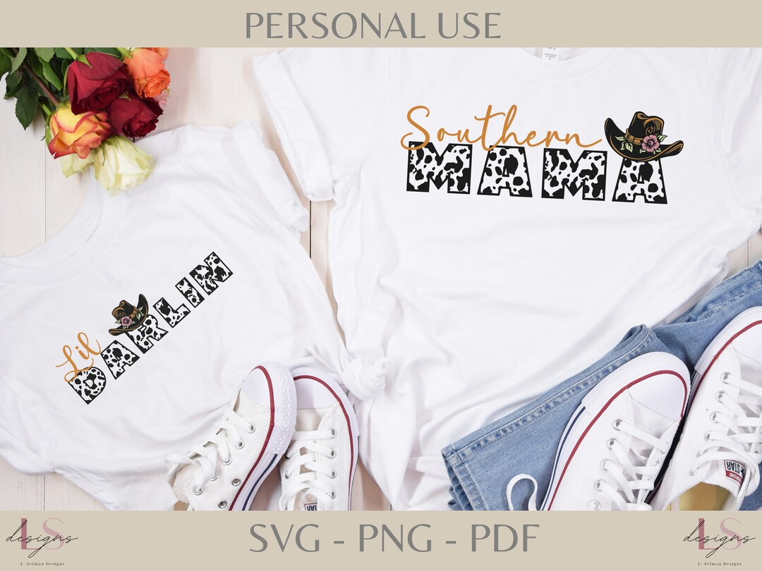 Southern Mama SVG, Lil Darlin Matching PNG, DIY Mommy and Me Western T ...