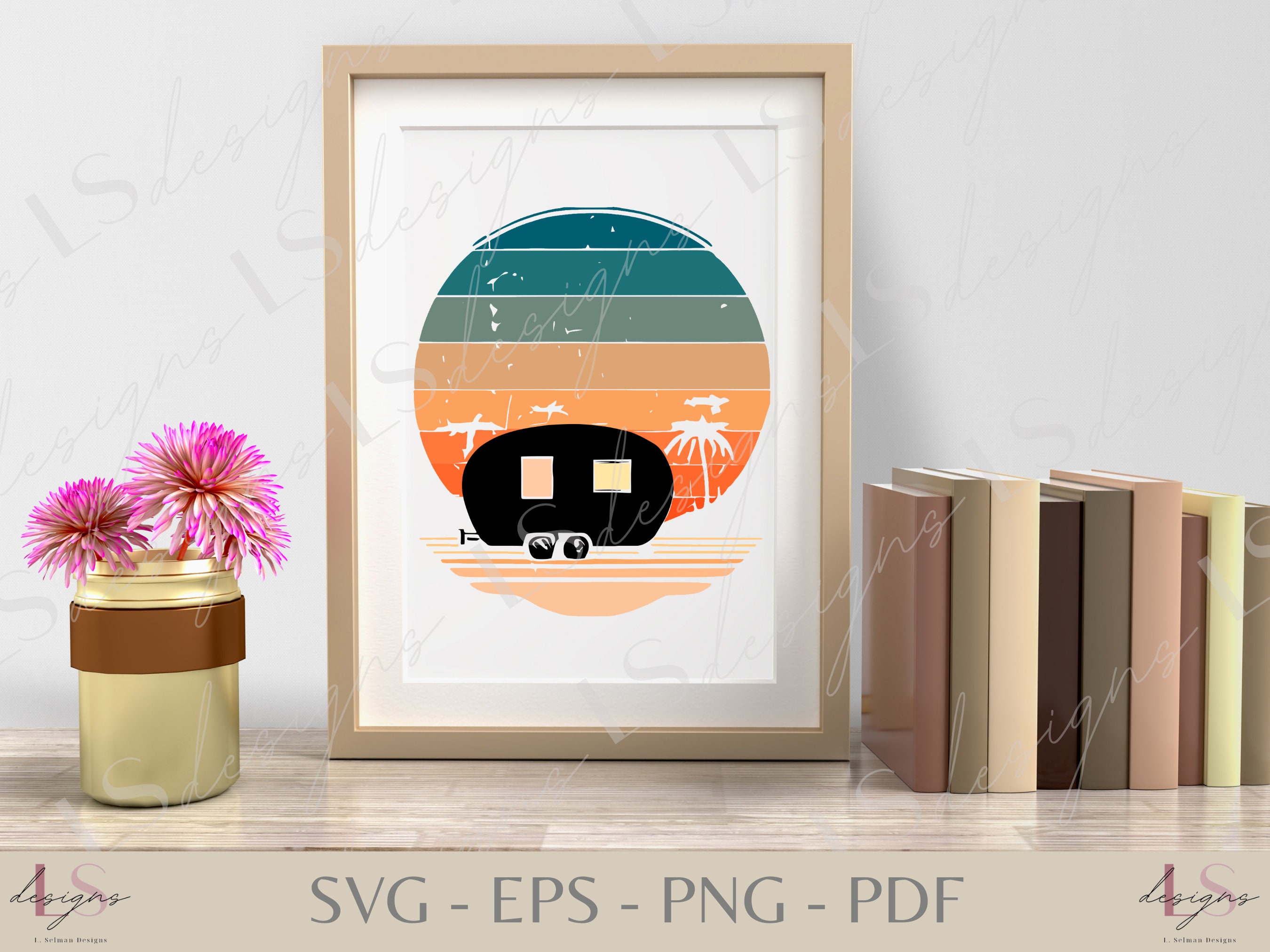 Retro Camper SVG, Camping SVG, Retro Sunset Camping PNG, Glamping Svg ...