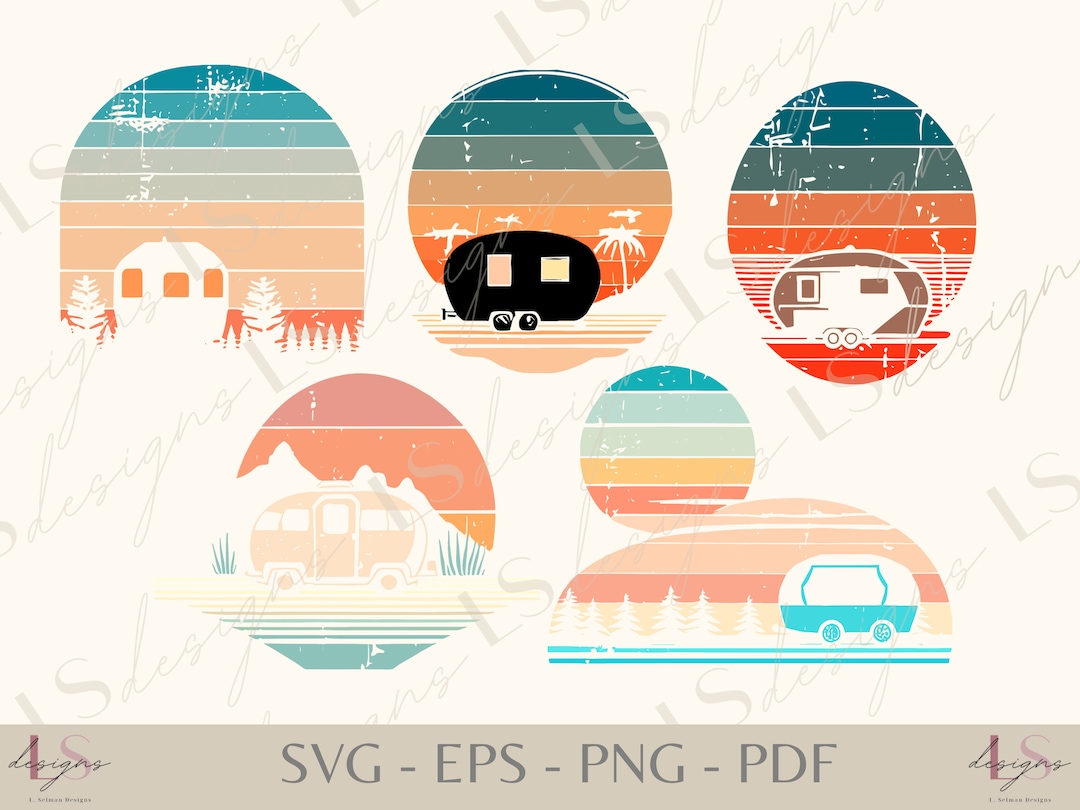 Retro Camper SVG, Camping SVG, Retro Sunset Camping PNG, Glamping Svg ...