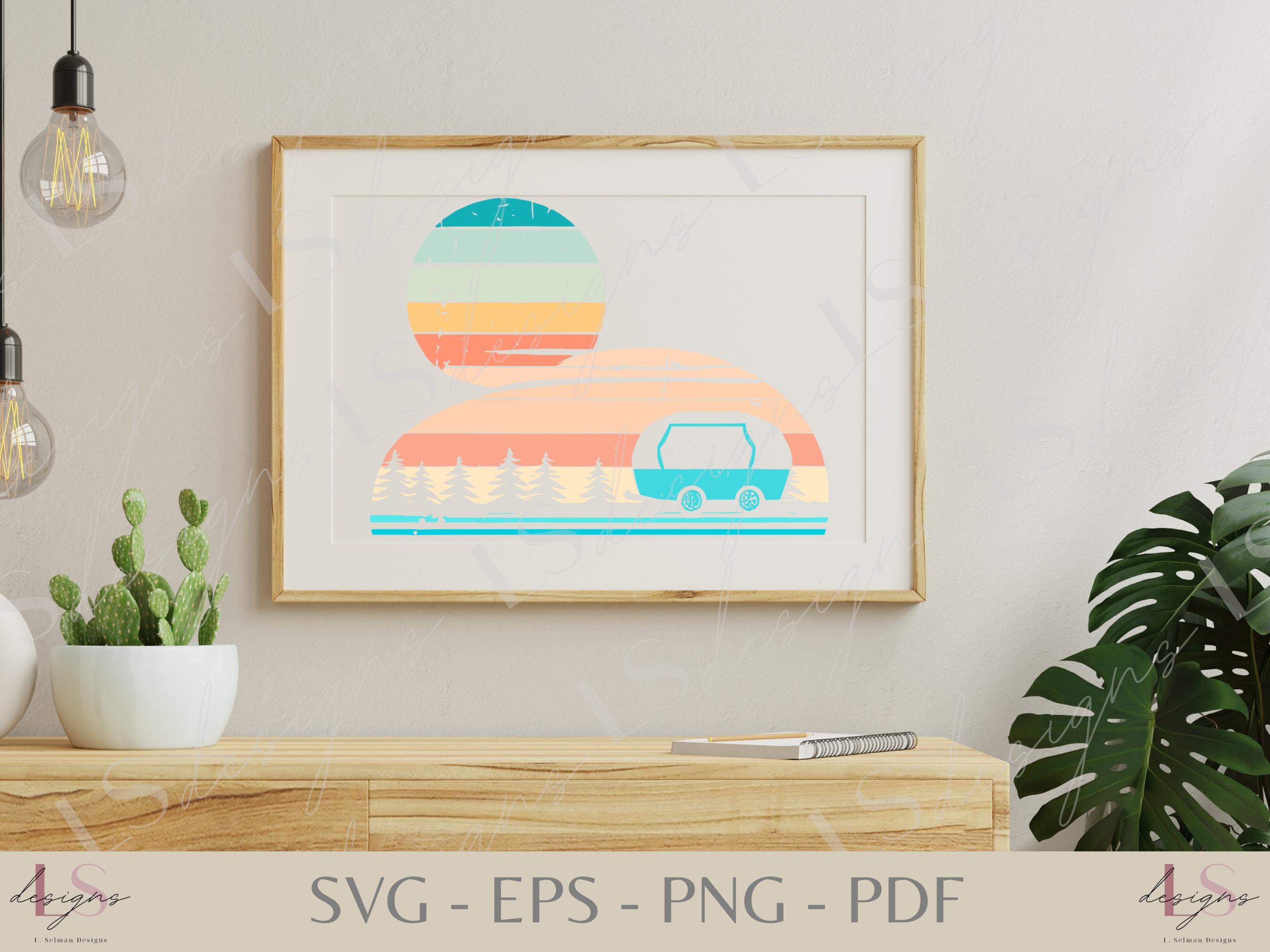 Retro Camper SVG, Camping SVG, Retro Sunset Camping PNG, Glamping Svg ...