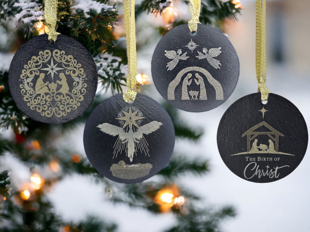 Holy Family Nativity Slate Engraved Christmas Ornaments With Your ...