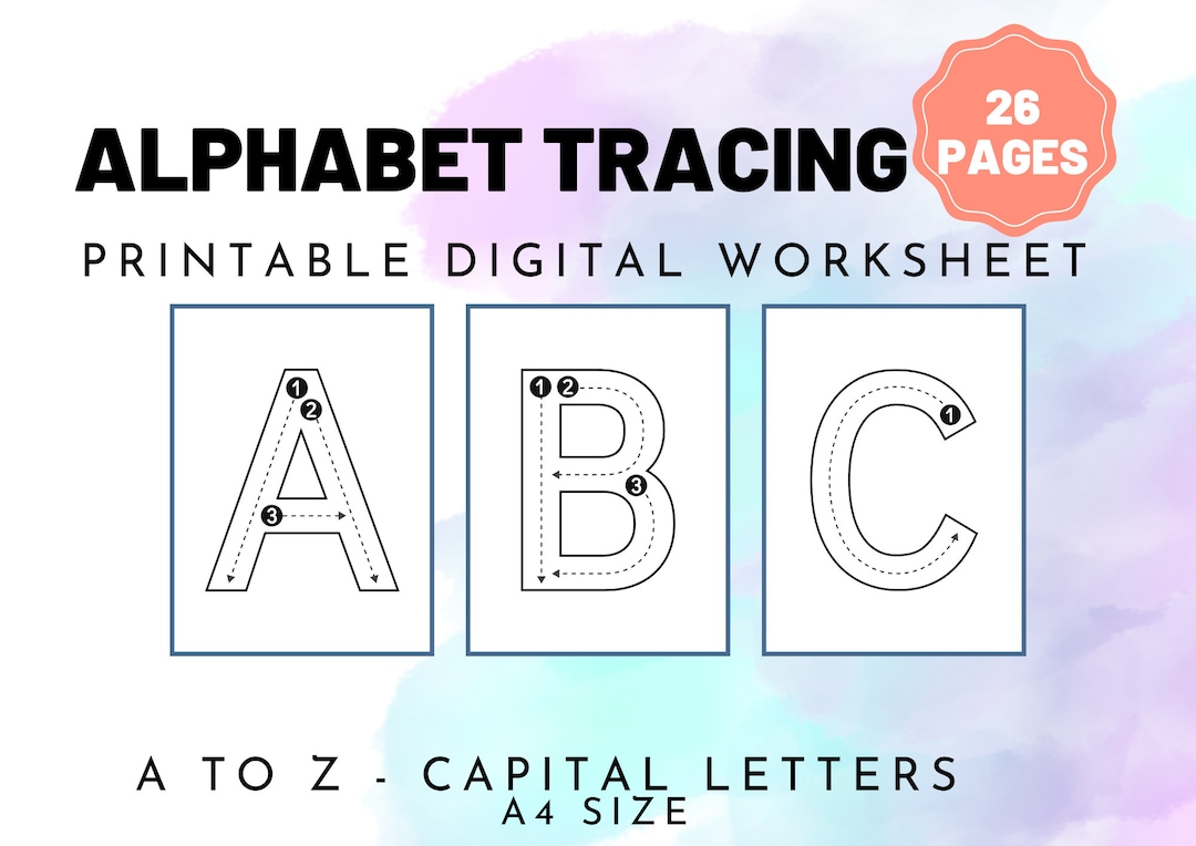 ABC Alphabet Capital Letters Tracing Worksheet Toddler and - Etsy