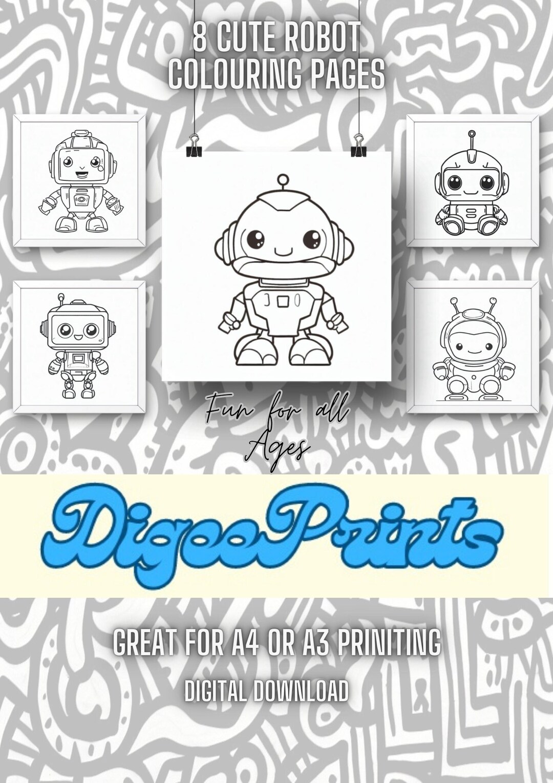 Printable Colouring Sheets instant digital download 8 x Cute - Etsy España