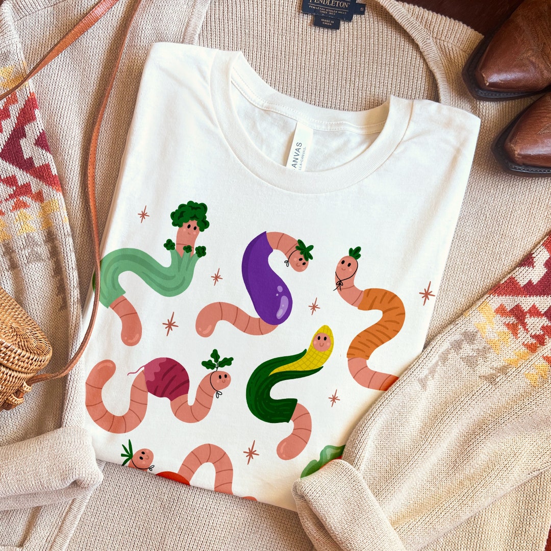 Vegetable Worm Shirt | Handmade Cute Worm Shirt | Homesteader Gift ...