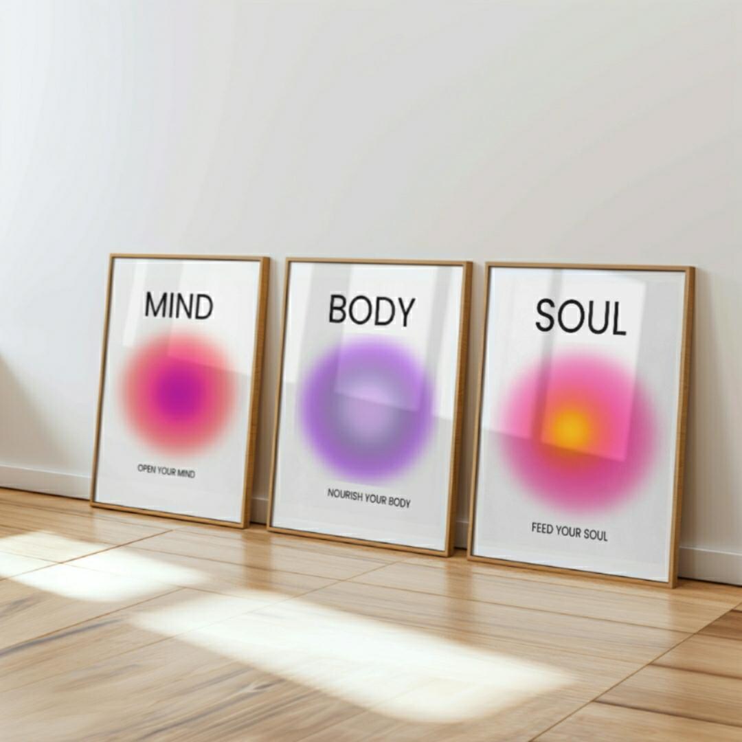 Mind Body Soul Posters Set of 3 Trendy Poster Body Mind Soul Art Prints ...