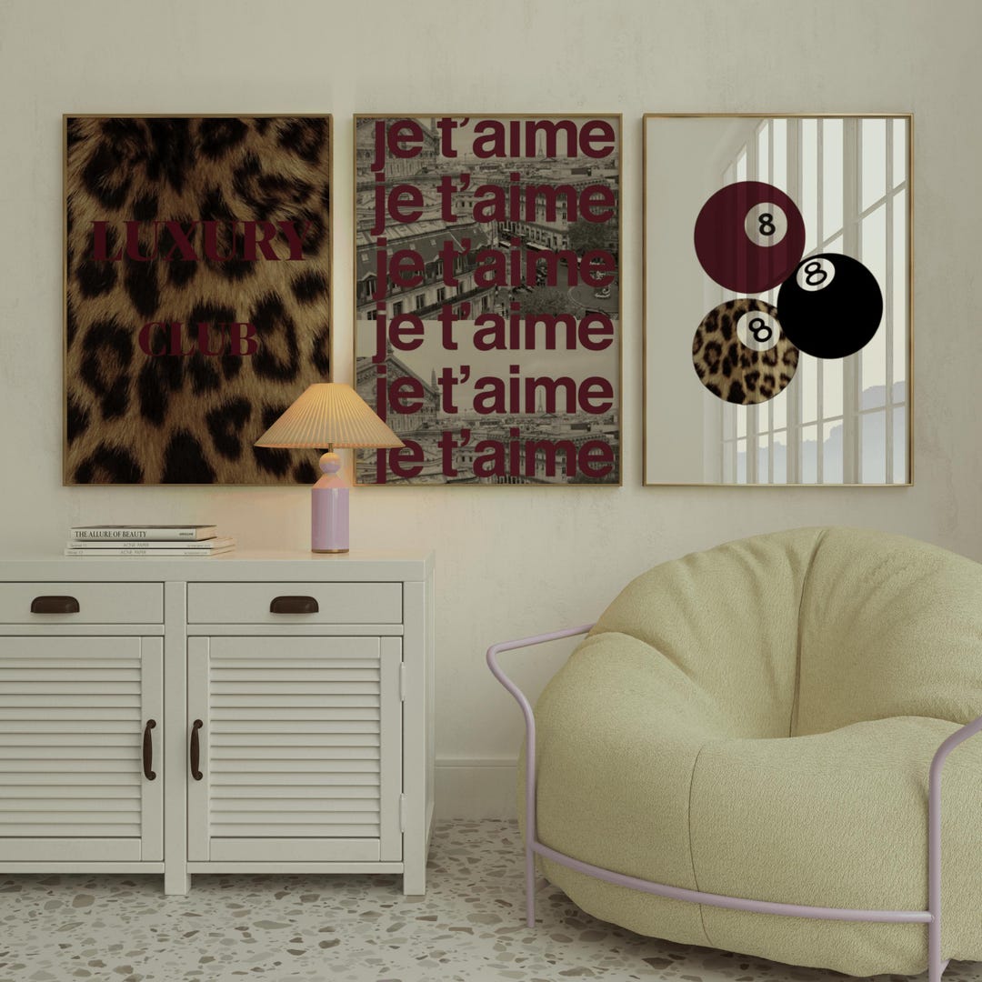 Leopard Luxury Club Paris Je Taime French Quote Art Triple Printable ...