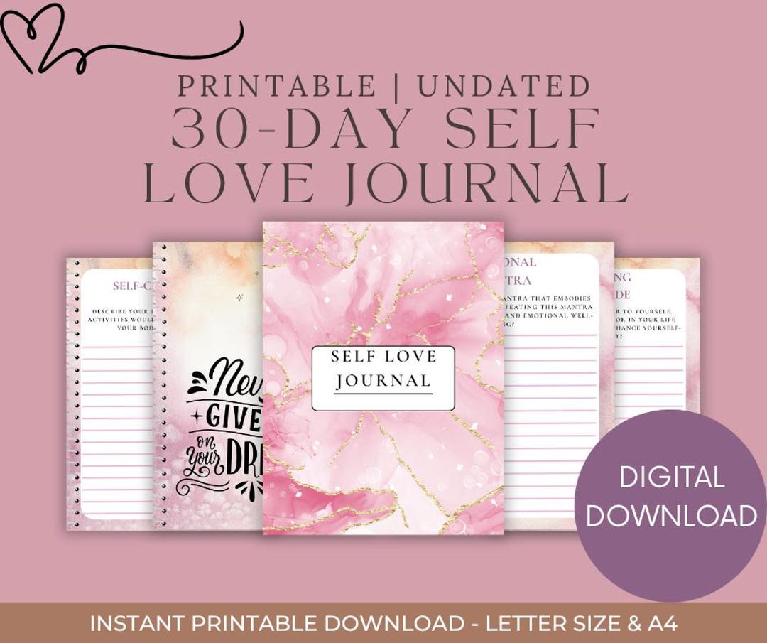 Printable Self Love Journal 30 Day,pink Journal,self Care Journal ...