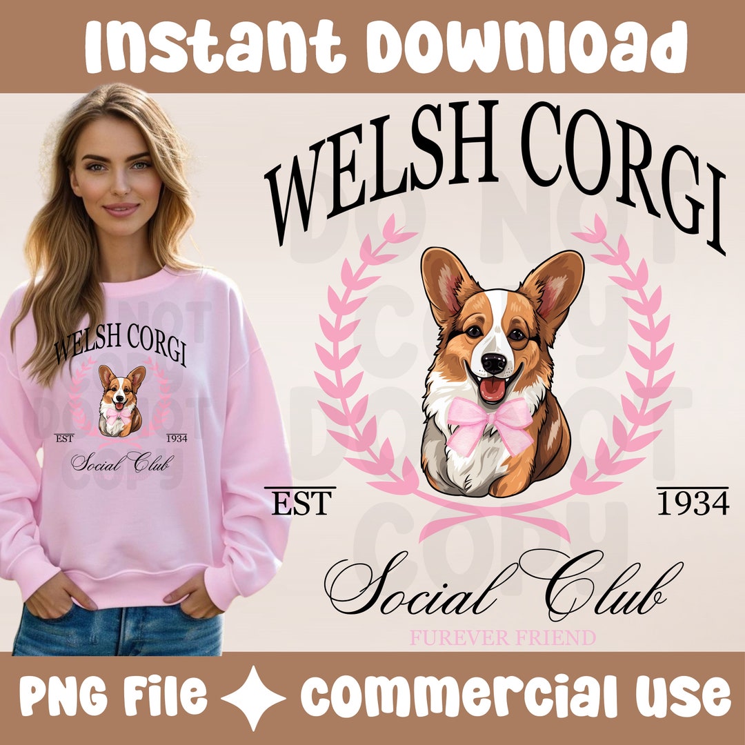 Corgi Png, Corgi Social Club Png, Tri Color Corgi, Corgi Gift, Corgi ...