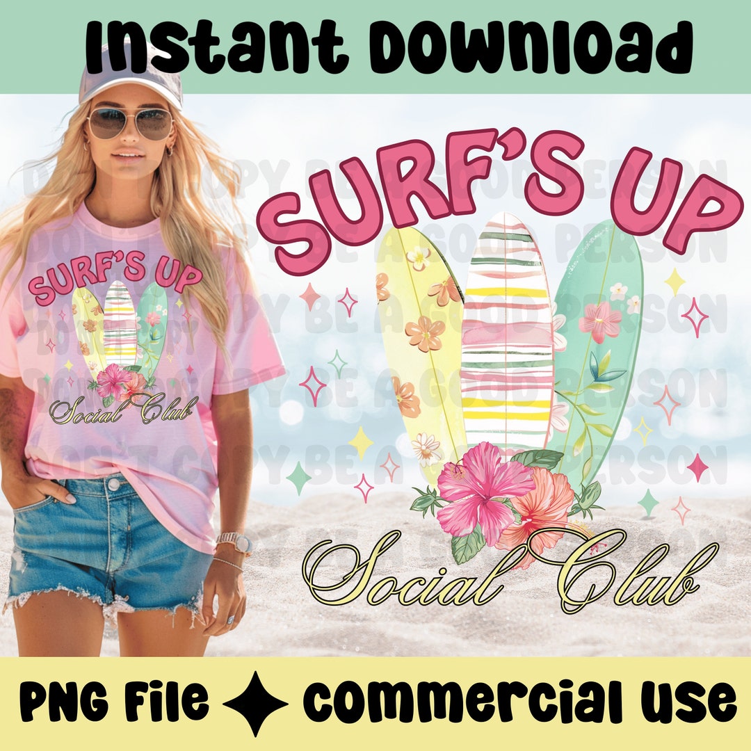 Surfs Up, Surfs up Png, Beach Png, Beach Social Club, Retro Trendy ...