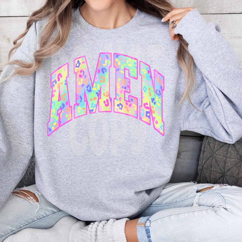 Easter Png, Christian Png, Amen Png, Pastel Leopard Png, Amen Varsity ...