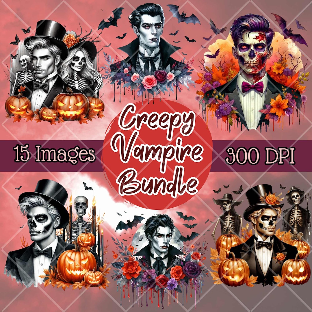 Vampire Watercolor Clipart PNG, Gothic Clipart, Spooky Clipart, Fantasy ...