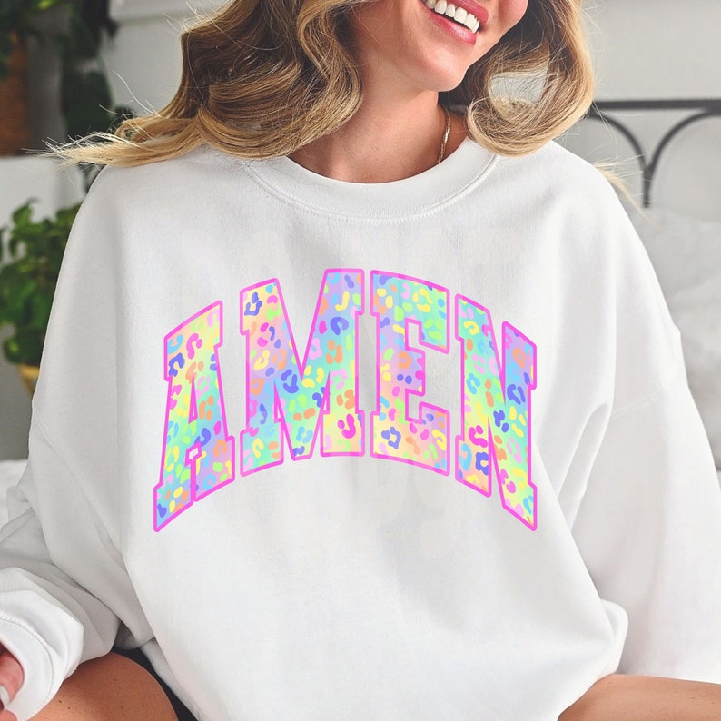Easter Png, Christian Png, Amen Png, Pastel Leopard Png, Amen Varsity ...