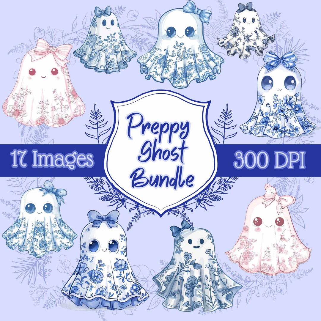 Preppy Ghost Clipart, Chinoiserie Clipart, Toile De Jouy Ghost Clipart ...