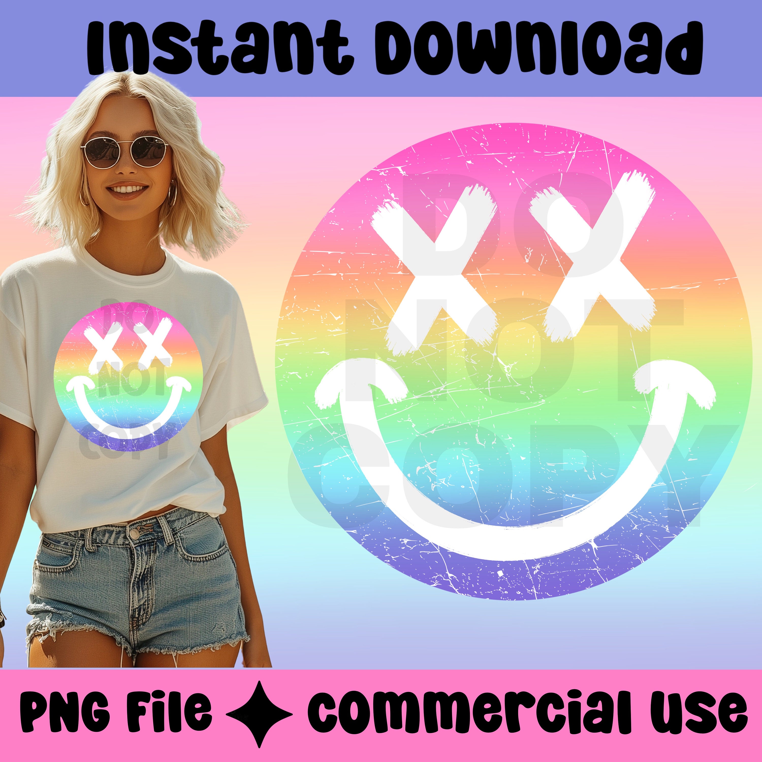 Pastel Smiley Face, Ombre Rainbow Png, Pastel Rainbow Png, Summer Png ...