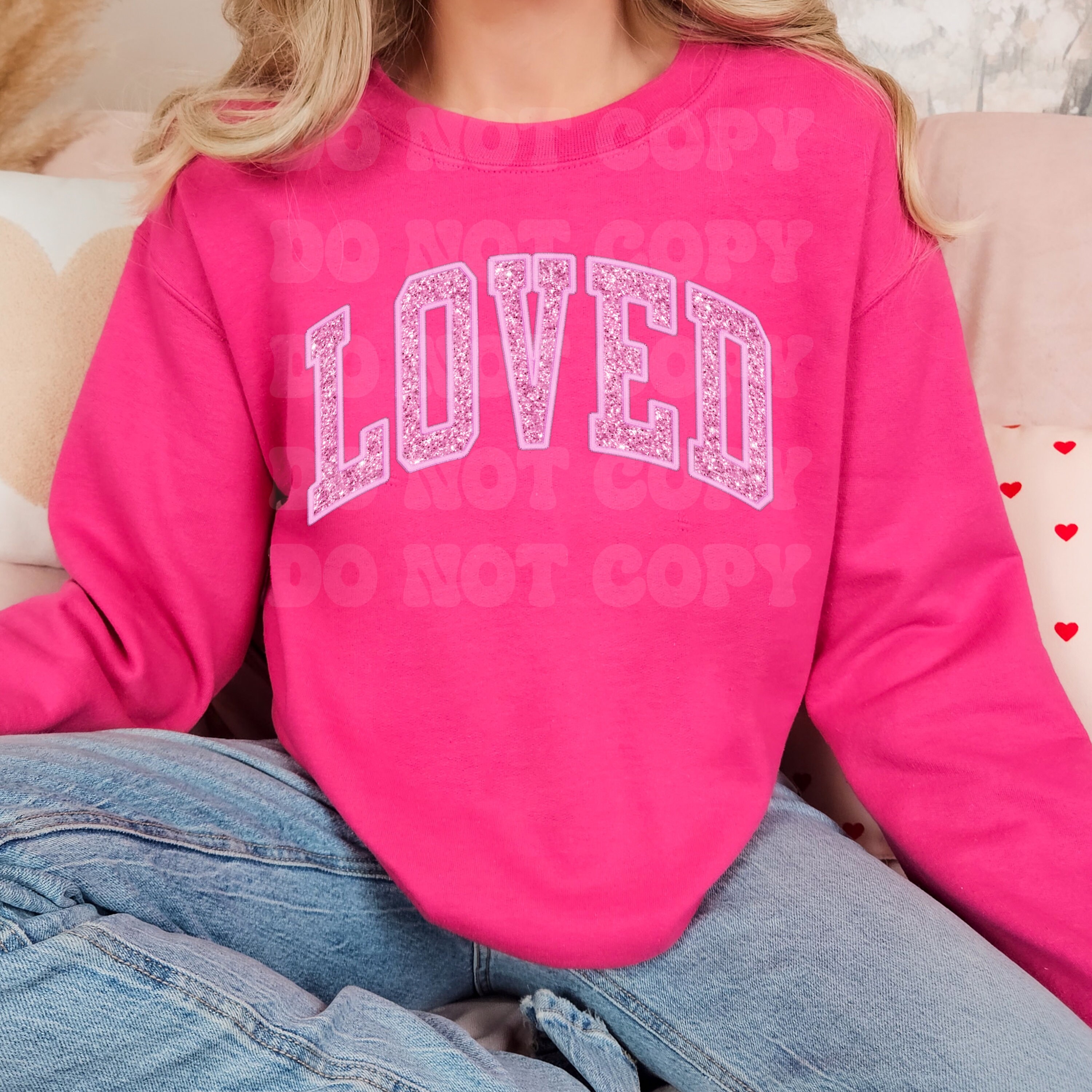 Loved PNG, Faux Embroidery, Faux Glitter Png, Valentines PNG ...