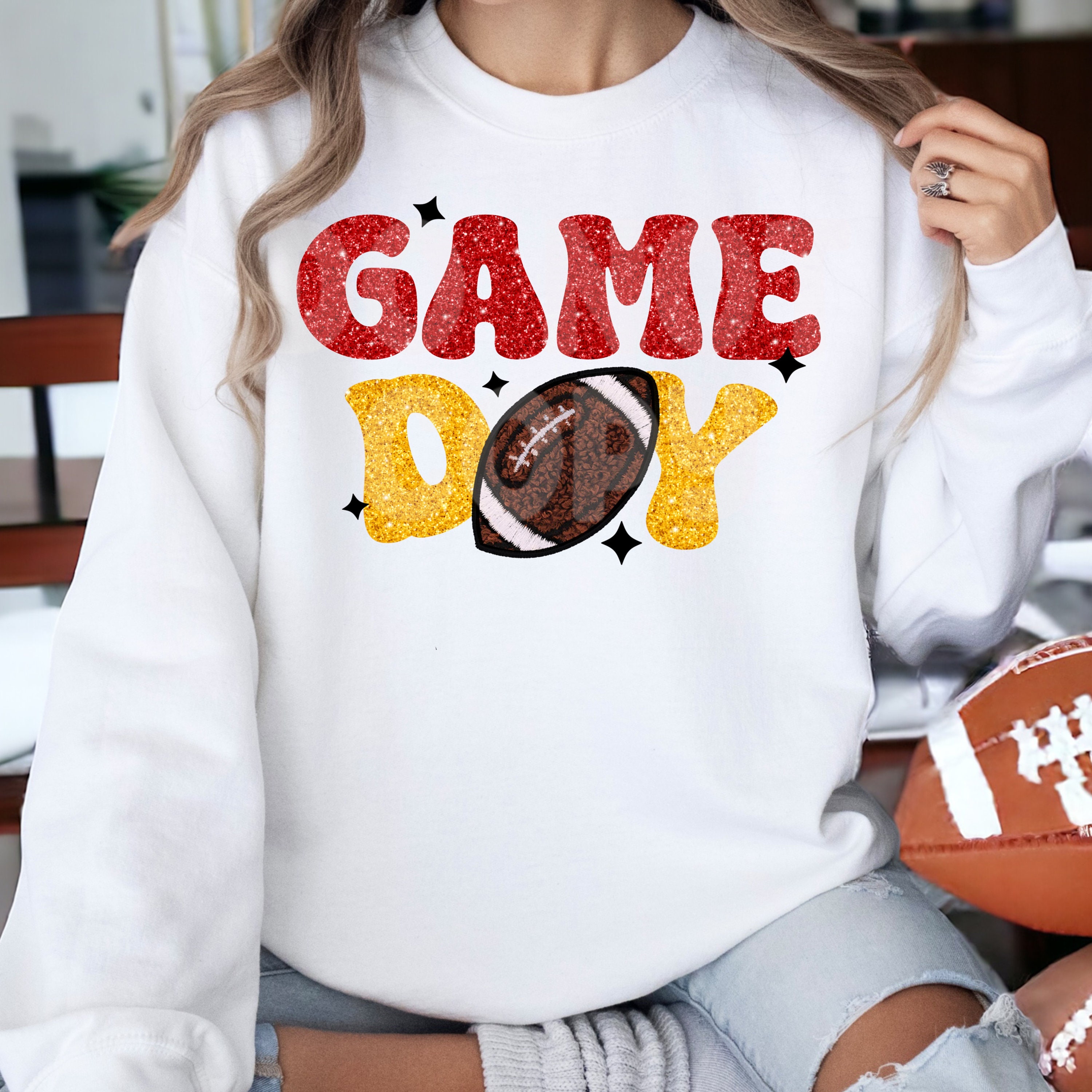 Super Sunday PNG, Glitter Football Png, Faux Embroidery, Super Sunday ...