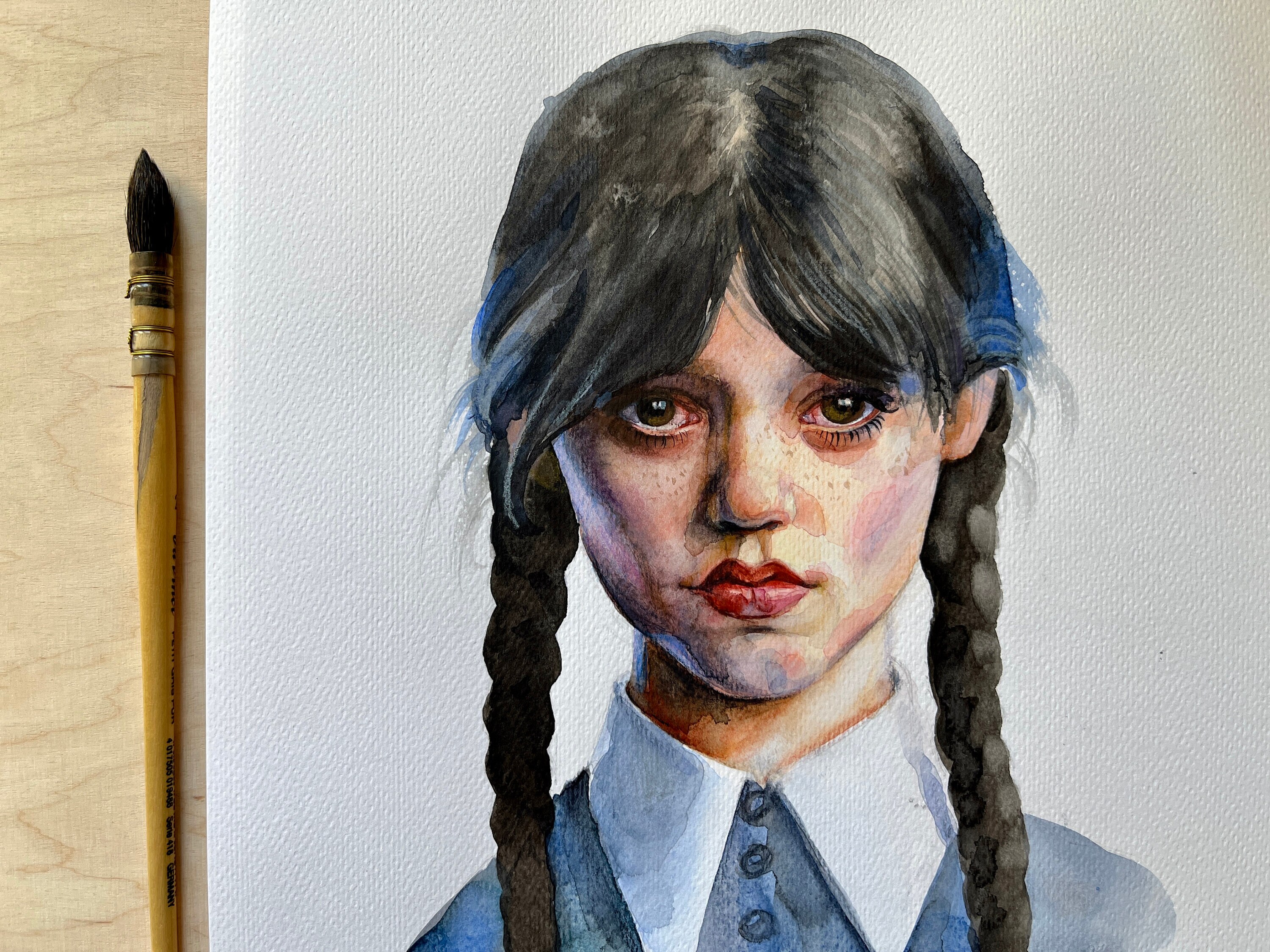 Wednesday Addams Art Watercolor, Wednesday Addams Painting, Addams ...