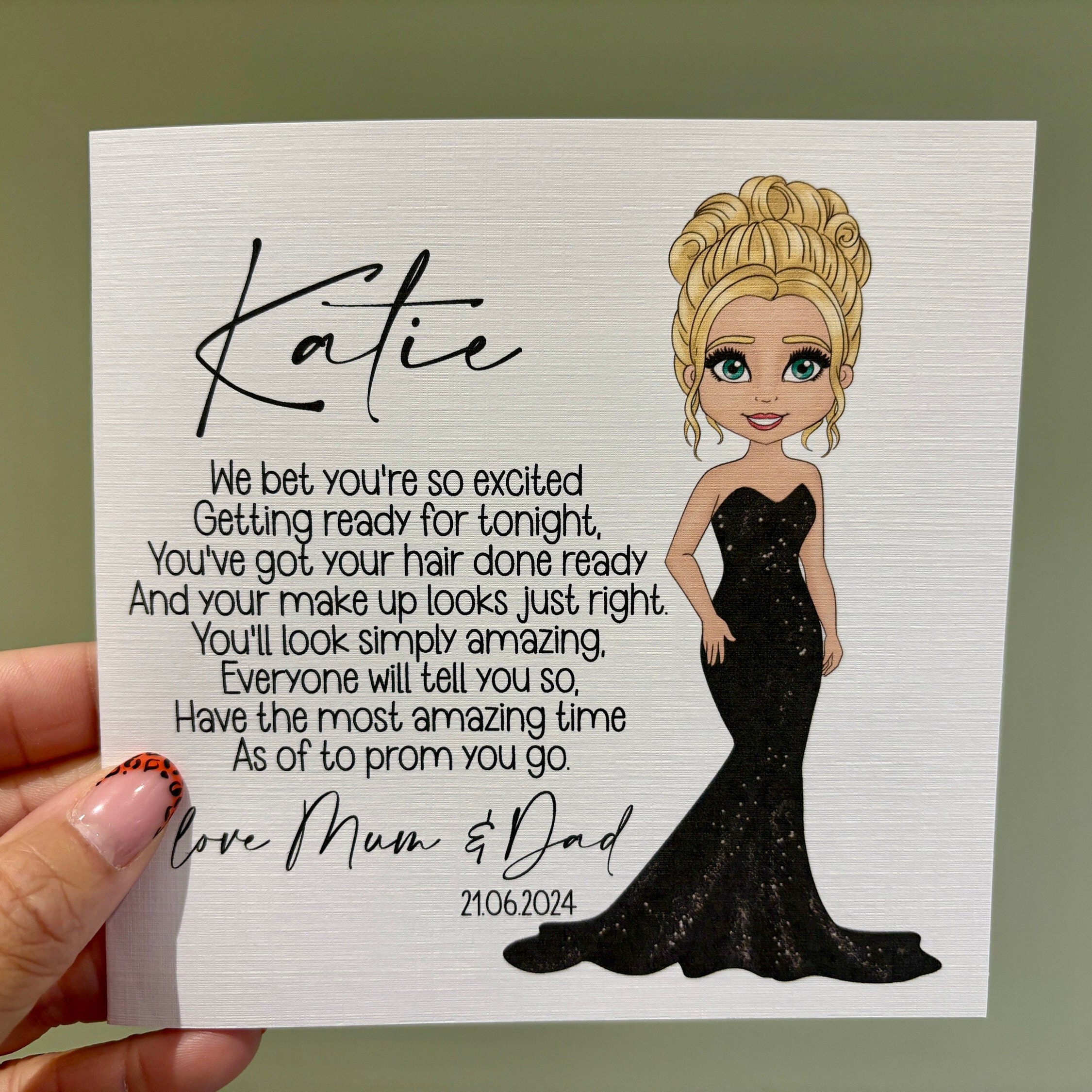 GIRL PROM CARD, Daughter Prom Card, Prom Keepsake, Leavers Card, Prom ...