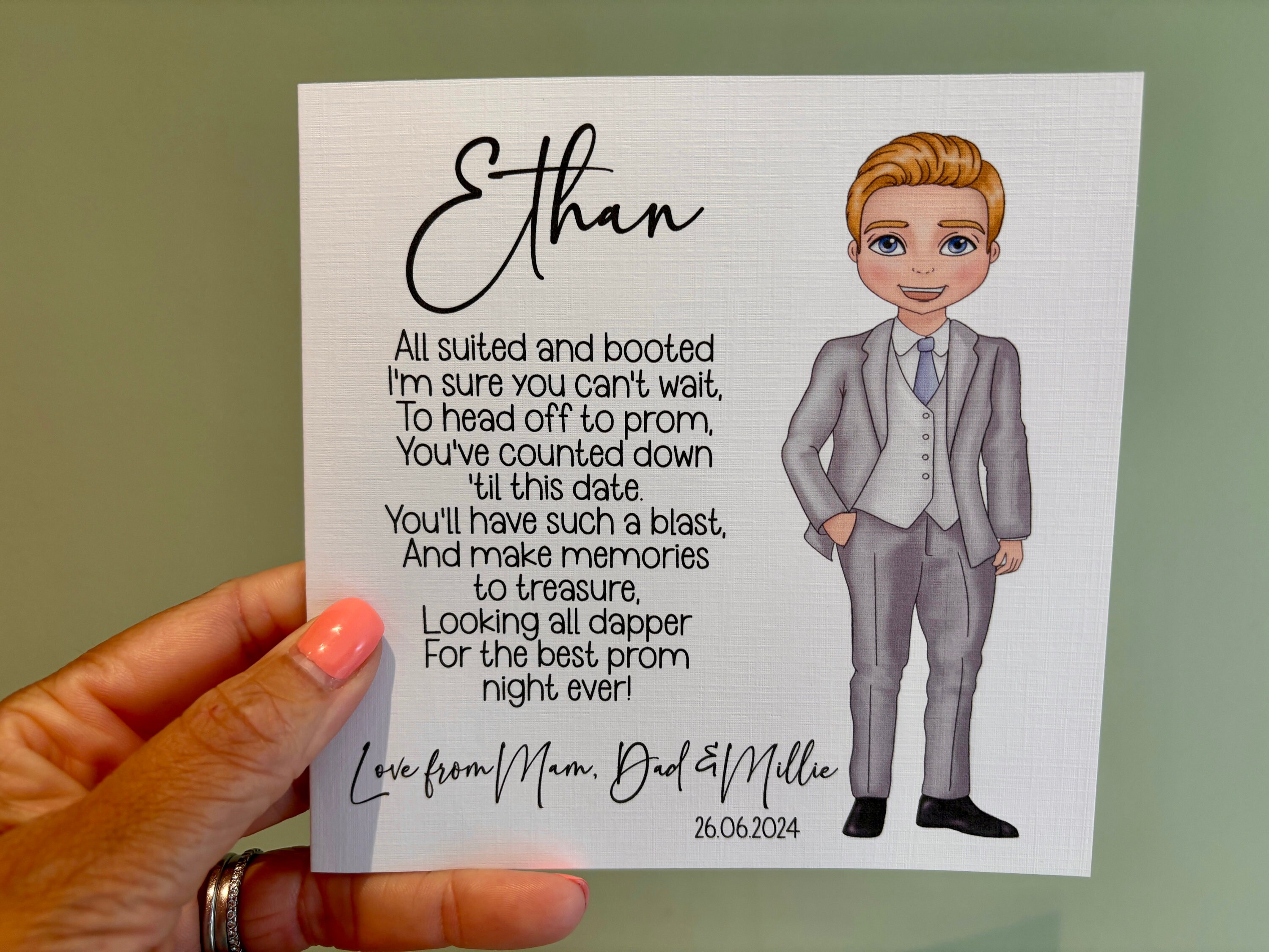 BOY PROM CARD, Son Prom Card, Prom Keepsake, Leavers Card, Prom 2024 ...