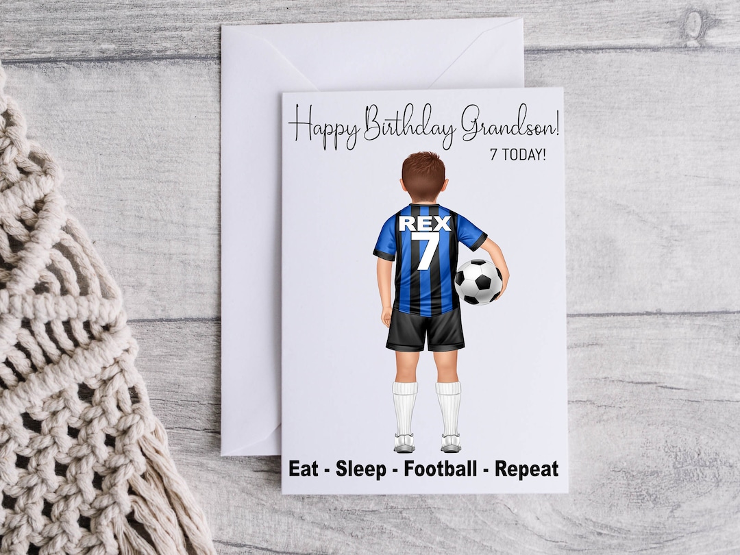 FOOTBALL BIRTHDAY CARD, Boys Footie Card, Football Shirt, Personalised ...
