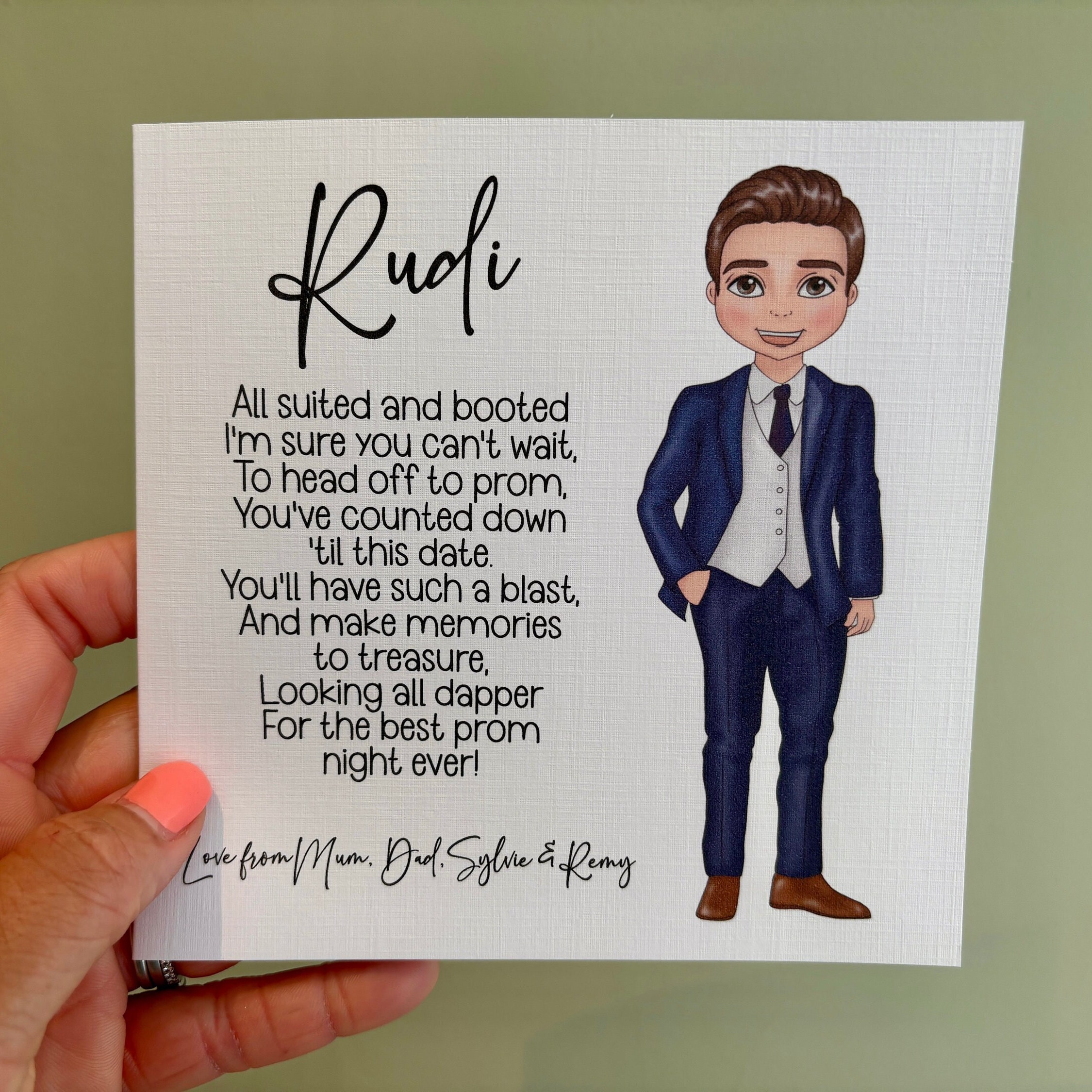 BOY PROM CARD, Son Prom Card, Prom Keepsake, Leavers Card, Prom 2024 ...
