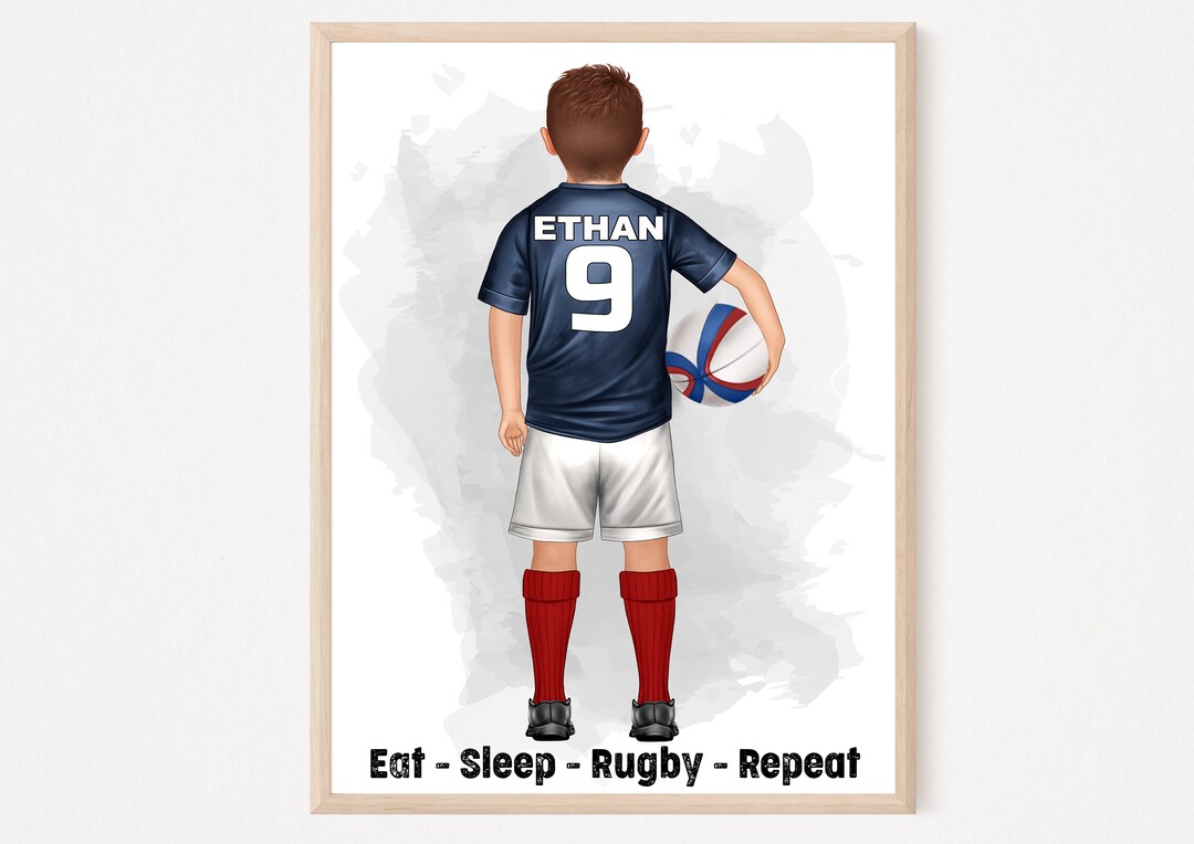PERSONALISED RUGBY PRINT, Rugby Player Personalised Gift, Boys Male ...