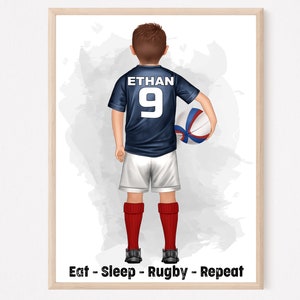 PERSONALISED RUGBY PRINT, Rugby Player Personalised Gift, Boys Male ...