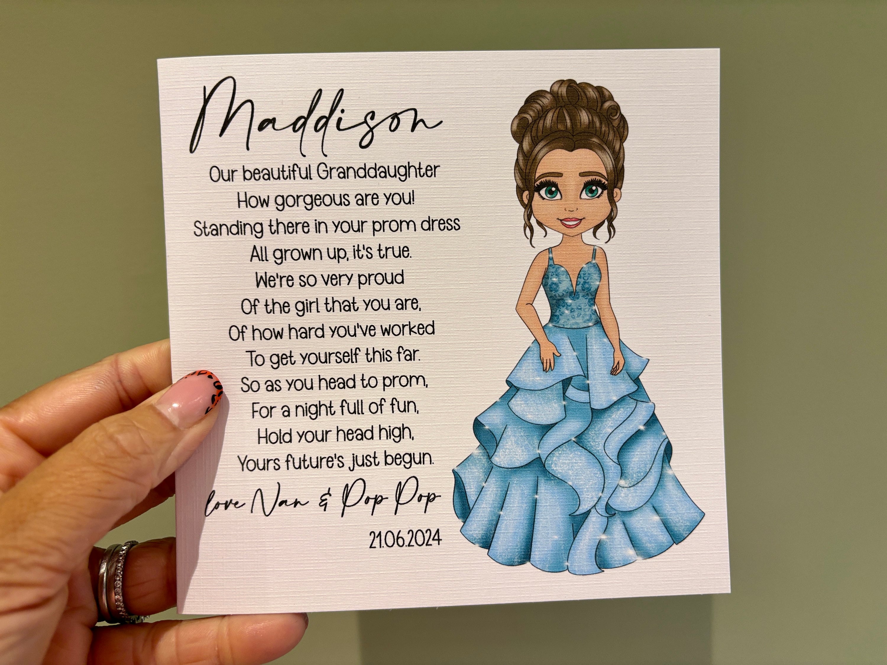 GIRL PROM CARD, Daughter Prom Card, Prom Keepsake, Leavers Card, Prom ...