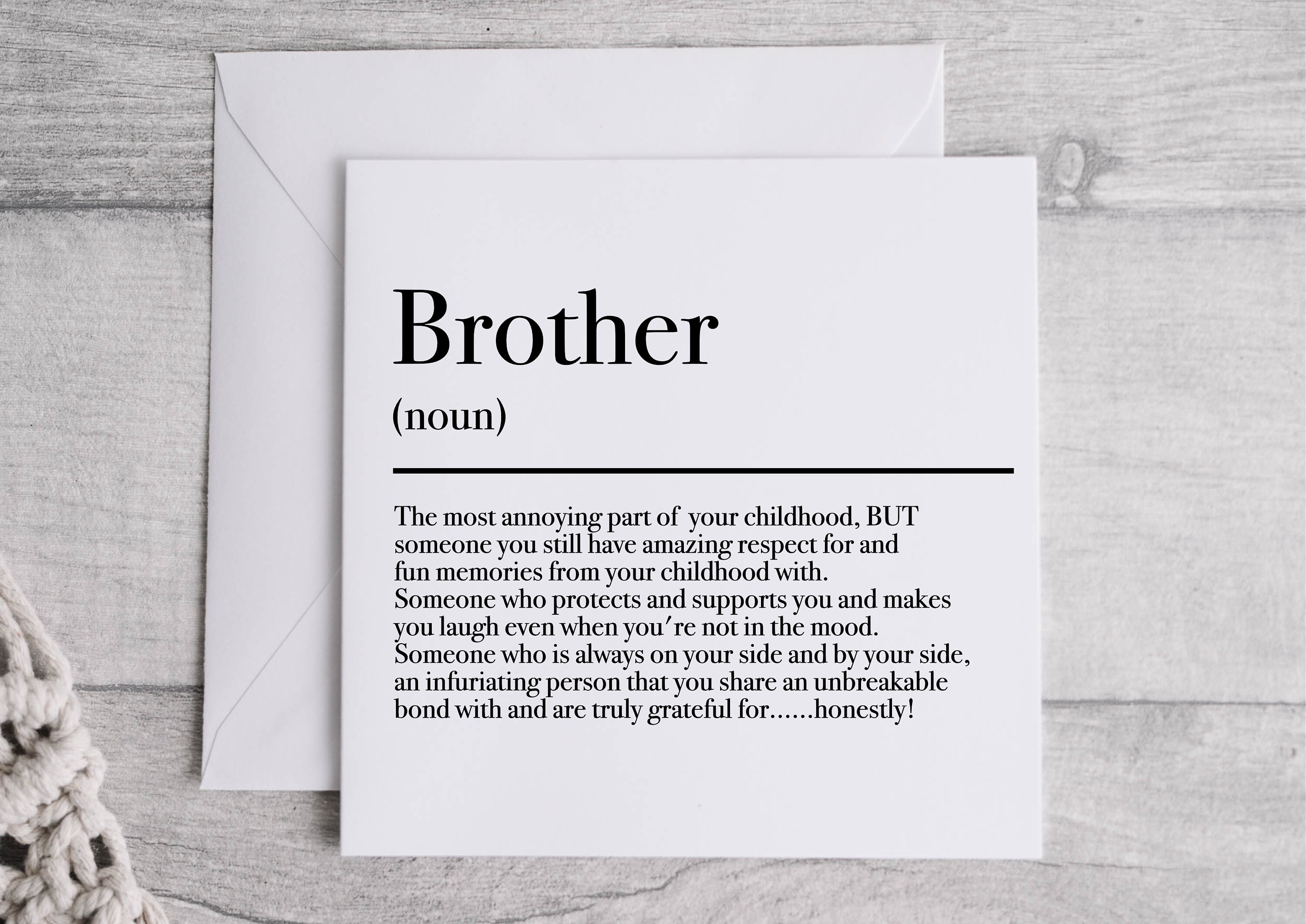 BROTHER BIRTHDAY CARD Brother Definition Card Birthday Card - Etsy