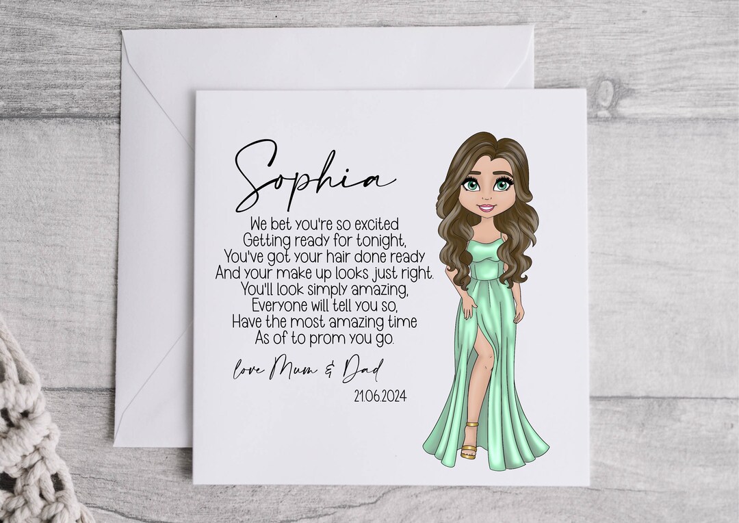 GIRL PROM CARD, Daughter Prom Card, Prom Keepsake, Leavers Card, Prom ...