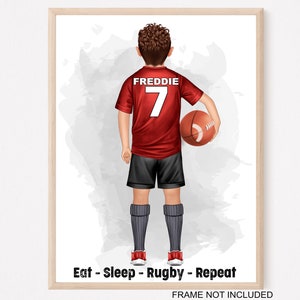 PERSONALISED RUGBY PRINT, Rugby Player Personalised Gift, Boys Male ...
