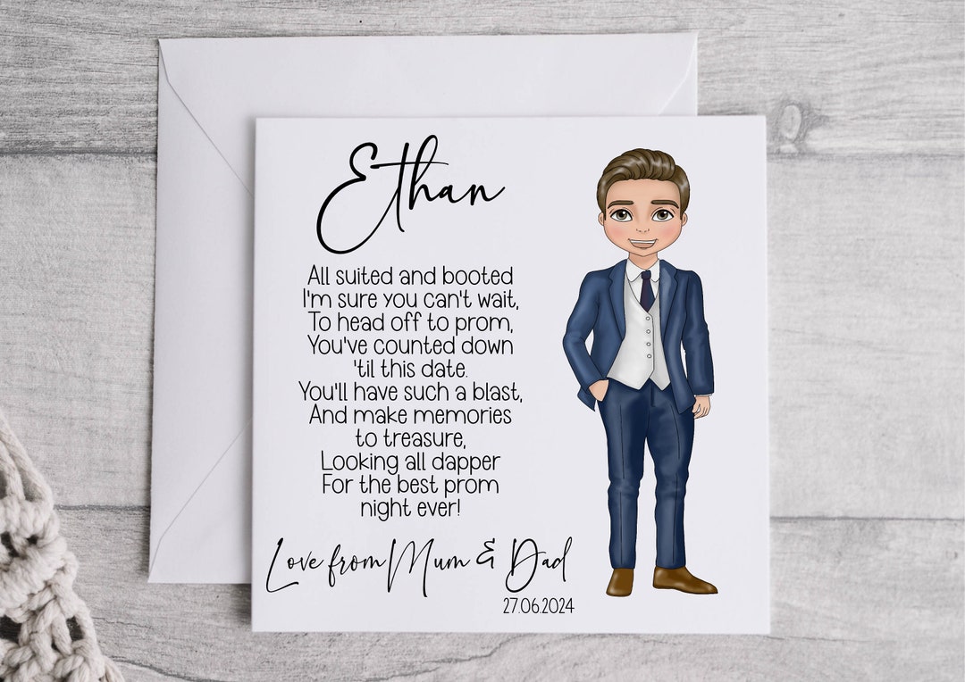 BOY PROM CARD, Son Prom Card, Prom Keepsake, Leavers Card, Prom 2024 ...
