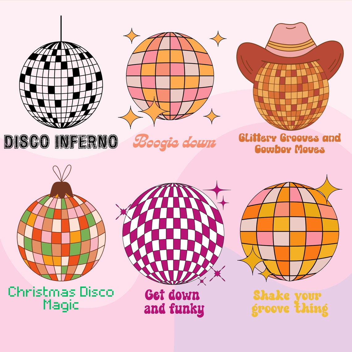 Groovy Disco Ball SVG, Disco Ball Clipart, Digital Download, Disco ...