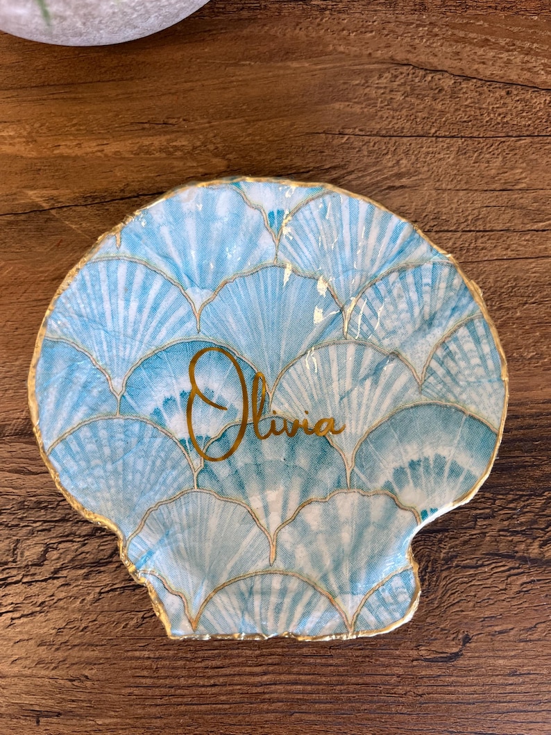 Personalized Scallop Shell Jewelry Dish, Custom Wedding Gift, Trinket ...