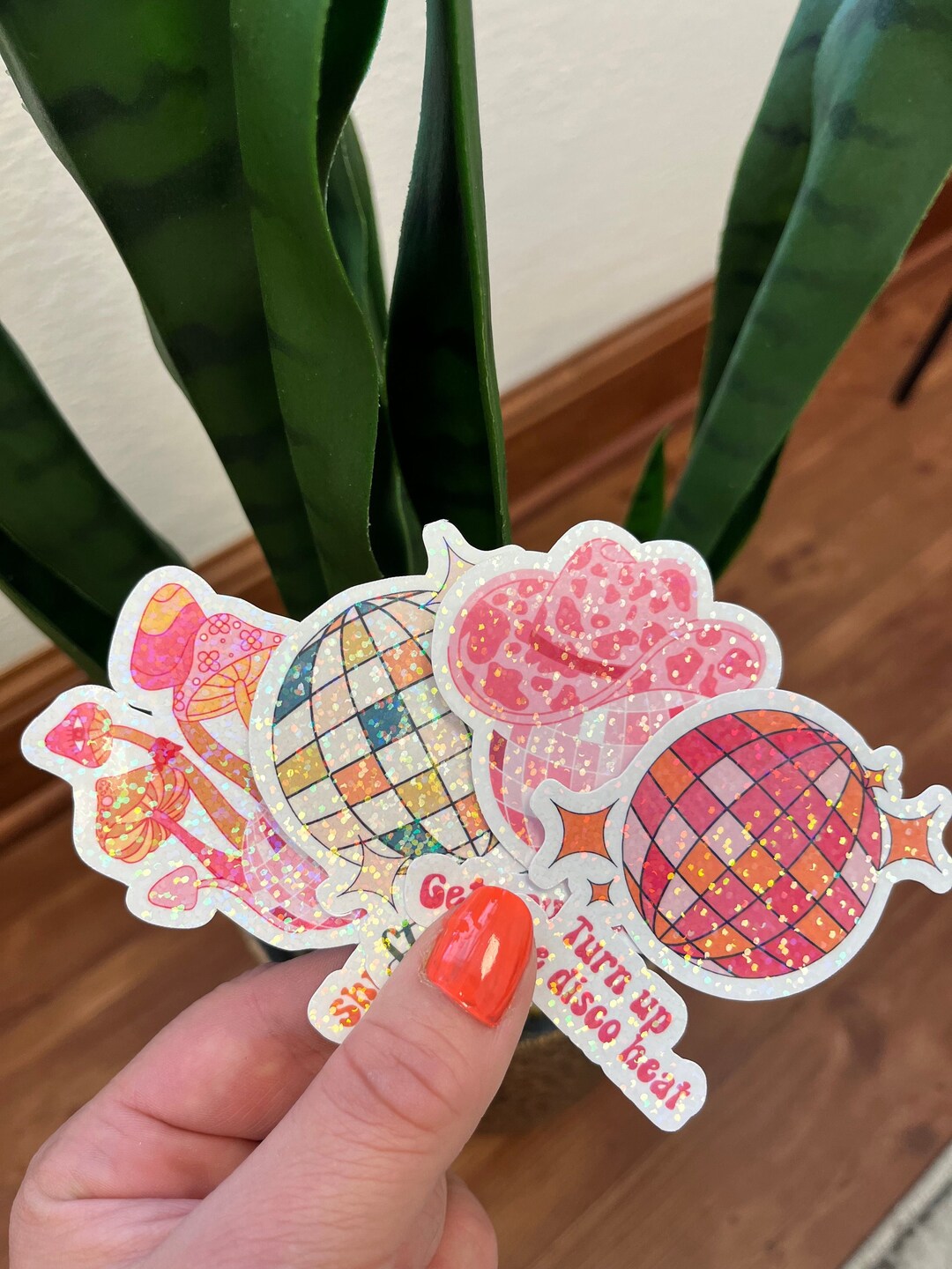 Holographic Disco Ball Stickers, Set of 4, Waterproof Vinyl Stickers ...