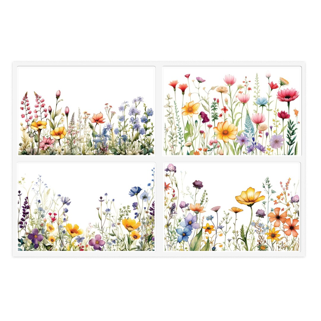 Wildflower Sticker Sheet, 4 Stickers, Floral Stickers - Etsy