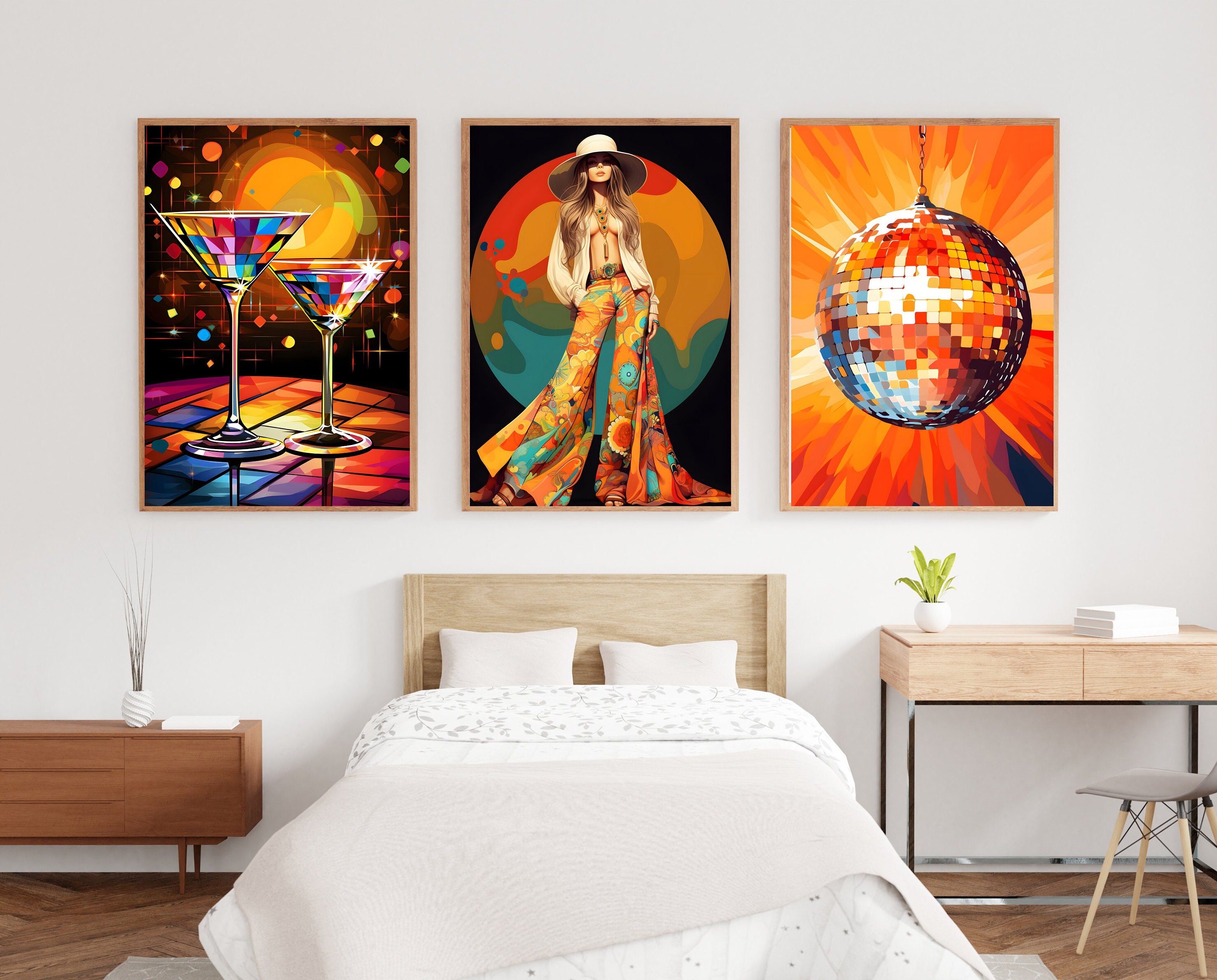 Disco Ball Wall Art Set of 3 70s Wall Art Digital - Etsy